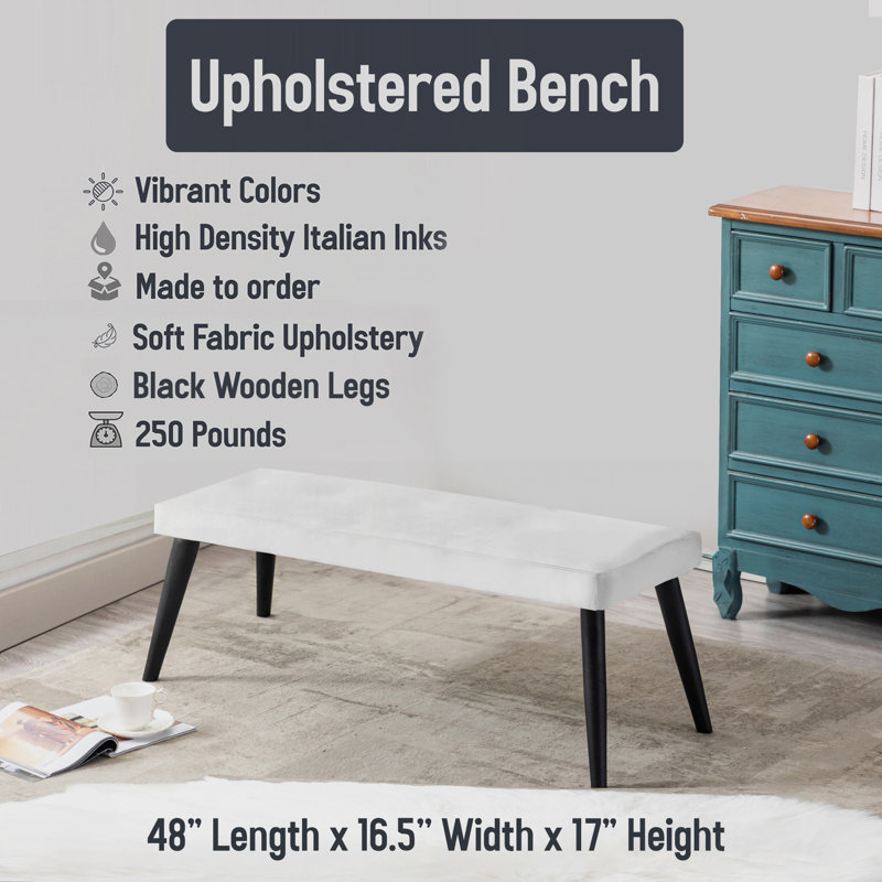 Design Art Nautical Allure Of Blue Flower Ocean - Coastal Upholstered Black Bench | Wayfair